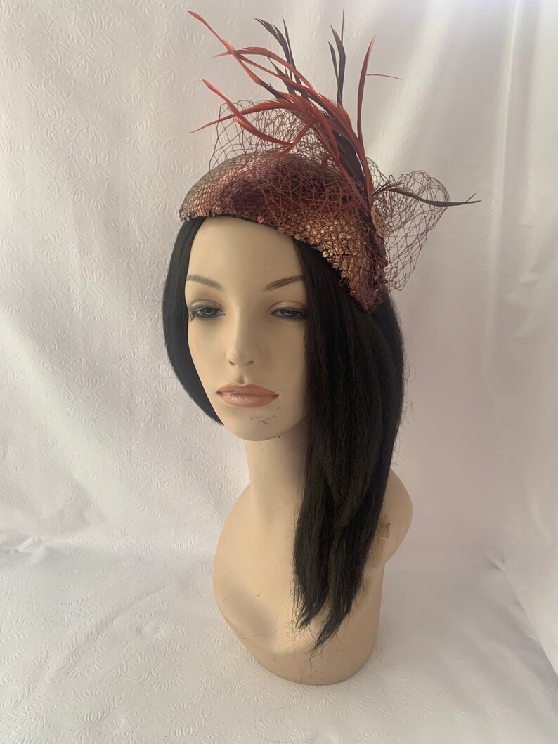 Copper Rust Brown Fascinator Hat With Matching Clutch Purse - Etsy