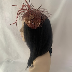 Copper Rust Brown Fascinator Hat With Matching Clutch Purse Set for ...