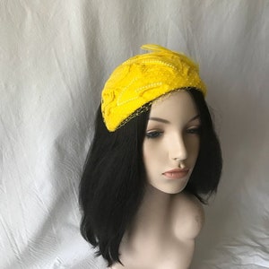 Yellow Vintage Style 1969s Felt Wool Half Hat for Wedding, Church Half ...