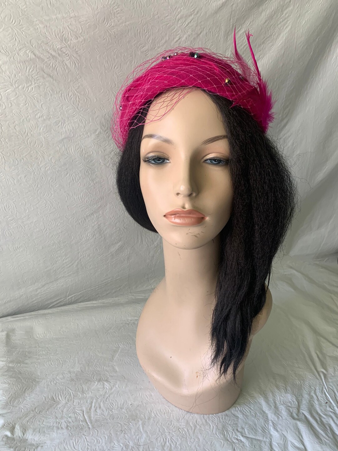 Hot Pink Vintage Style 1920s -1950s Half Hat Fascinator for Mother of ...