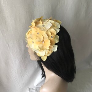 Yellow Flower Fascinator Hat With Birdcage Veil, Yellow Wedding Hat ...
