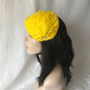 Yellow Vintage Style 1969s Felt Wool Half Hat for Wedding, Church Half ...