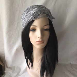 Silver 1950s - 1960s Bridal Wedding Hat, Silver Church Hat, Silver Half ...
