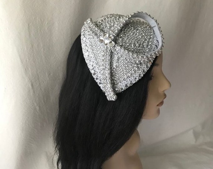 Silver Church Fascinator Hat Vintage Style 1950s - 1960s Half Hat ...