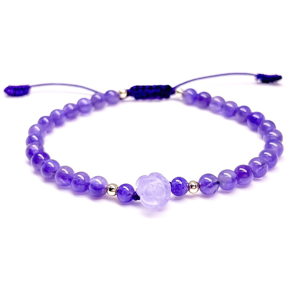 Amethyst Rose Gemstone Bracelet, Gold Filled or Sterling Silver Stack ...