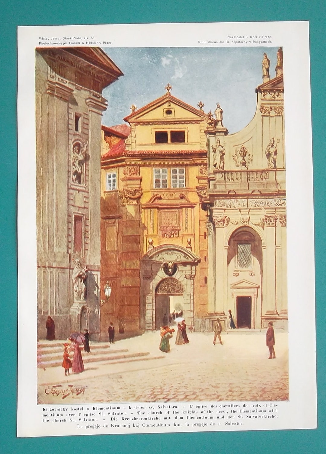 PRAGUE Praha Clementinum Church of Kinghts of Cross & St. Salvator 1902 ...