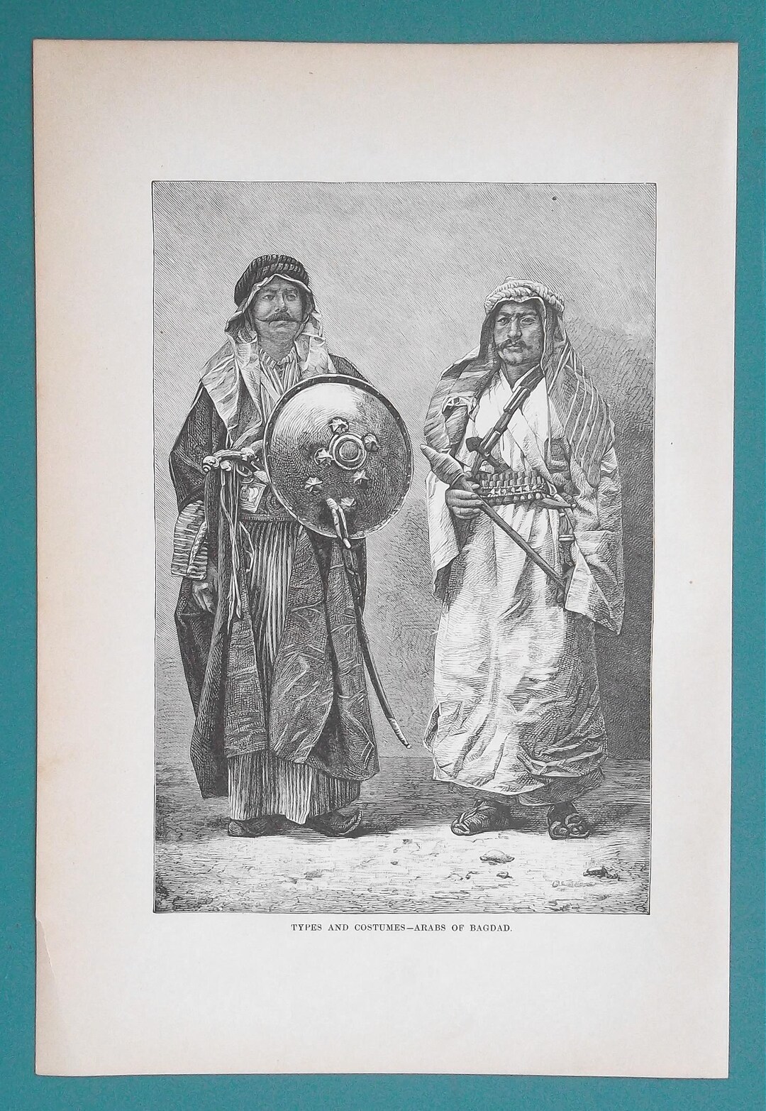 IRAQ Costume Fashion of Arabs of Baghdad - 1885 Antique Wood Engraving ...