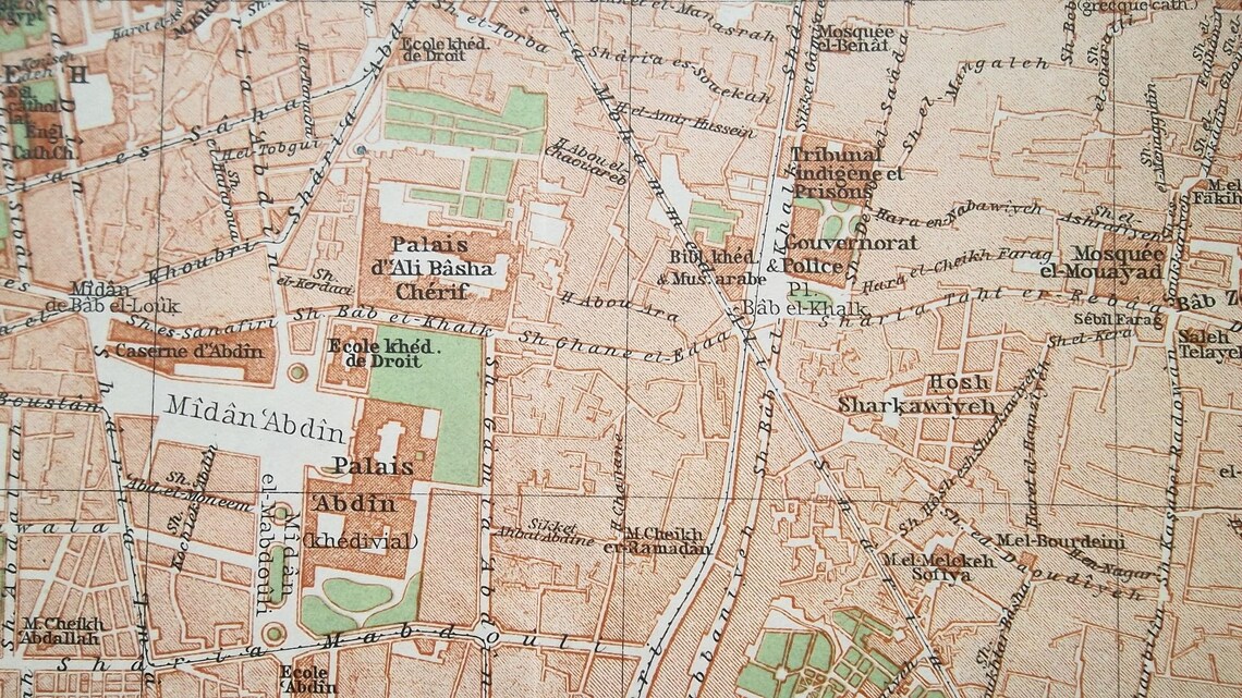EGYPT Cairo City Town Plan - 1911 MAP 13 X 15.5" (33 X 39 Cm) - Etsy