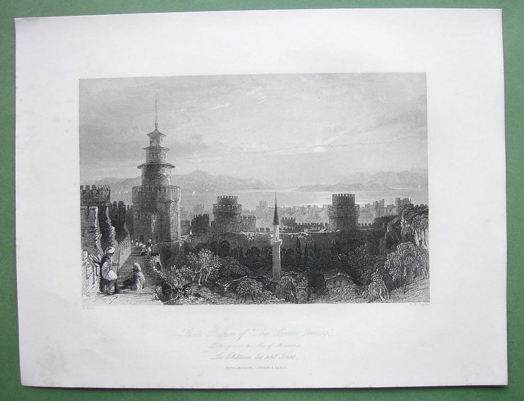 CONSTANTINOPLE State Prison of Seven Towers - 1839 Antique Print ...