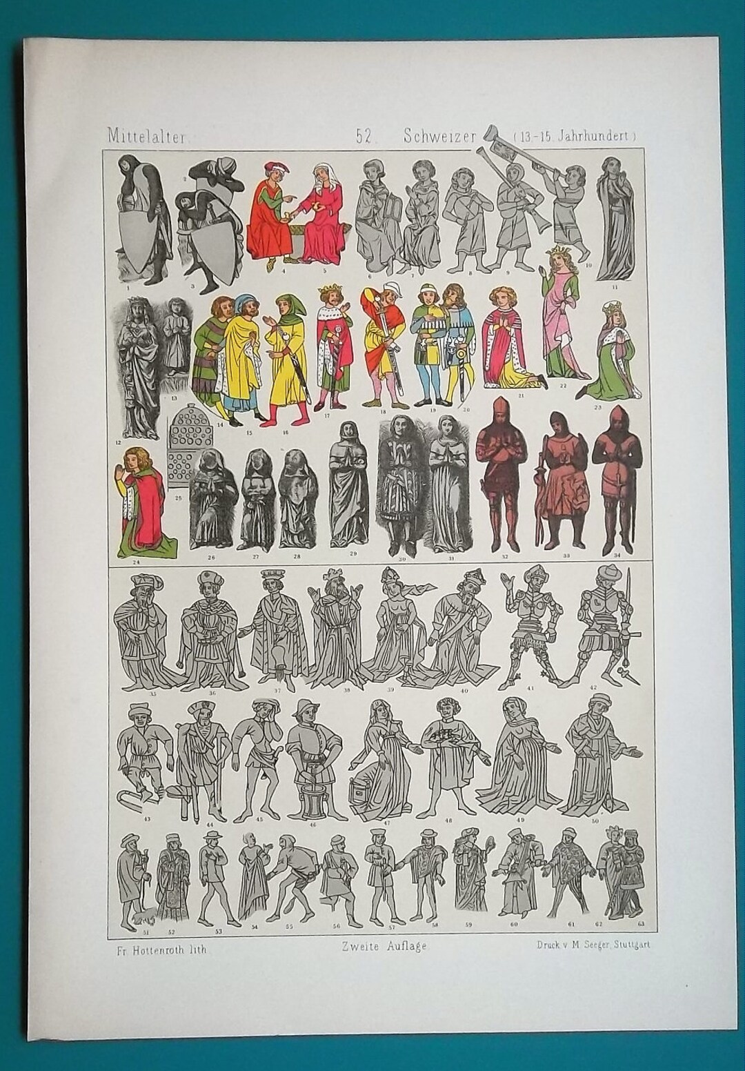 SWITZERLAND Swiss Costume Middle Ages Various Occupations Military ...