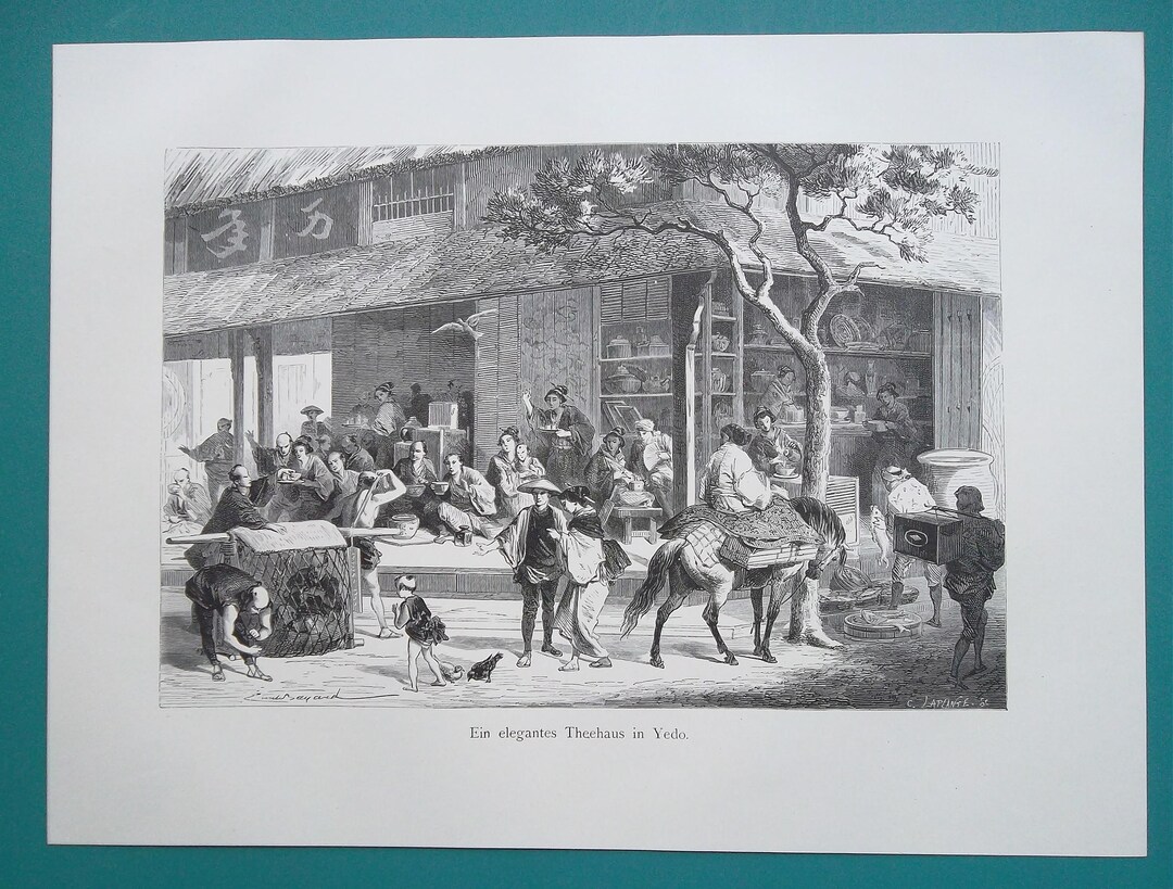 JAPAN Tokyo Yedo Elegant Teehouse Tea Shop on Busy Street - 1882 ...