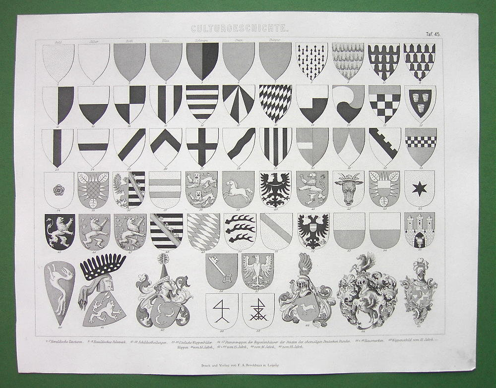 Art & Collectibles Prints COAT OF ARMS Heraldic Tinctures Furs ...