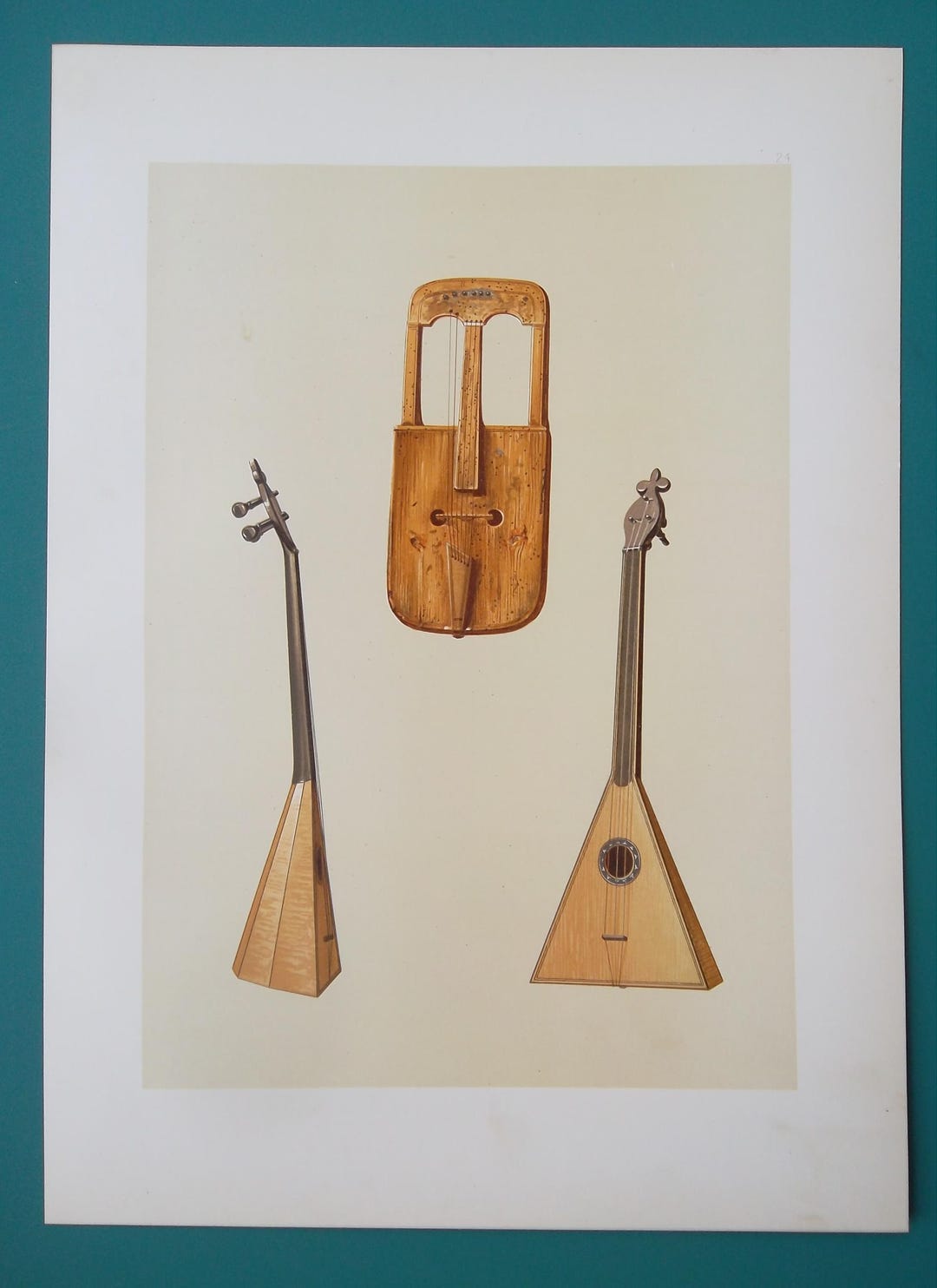 MUSICAL INSTRUMENTS Russian Balalaika & Welsh Crwth or Bowed Lyre ...