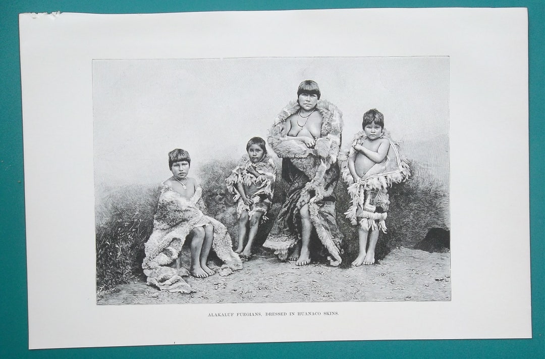 TIERRA DEL FUEGO Aborigines Alakaluf Indians Mother Children Patagonia ...