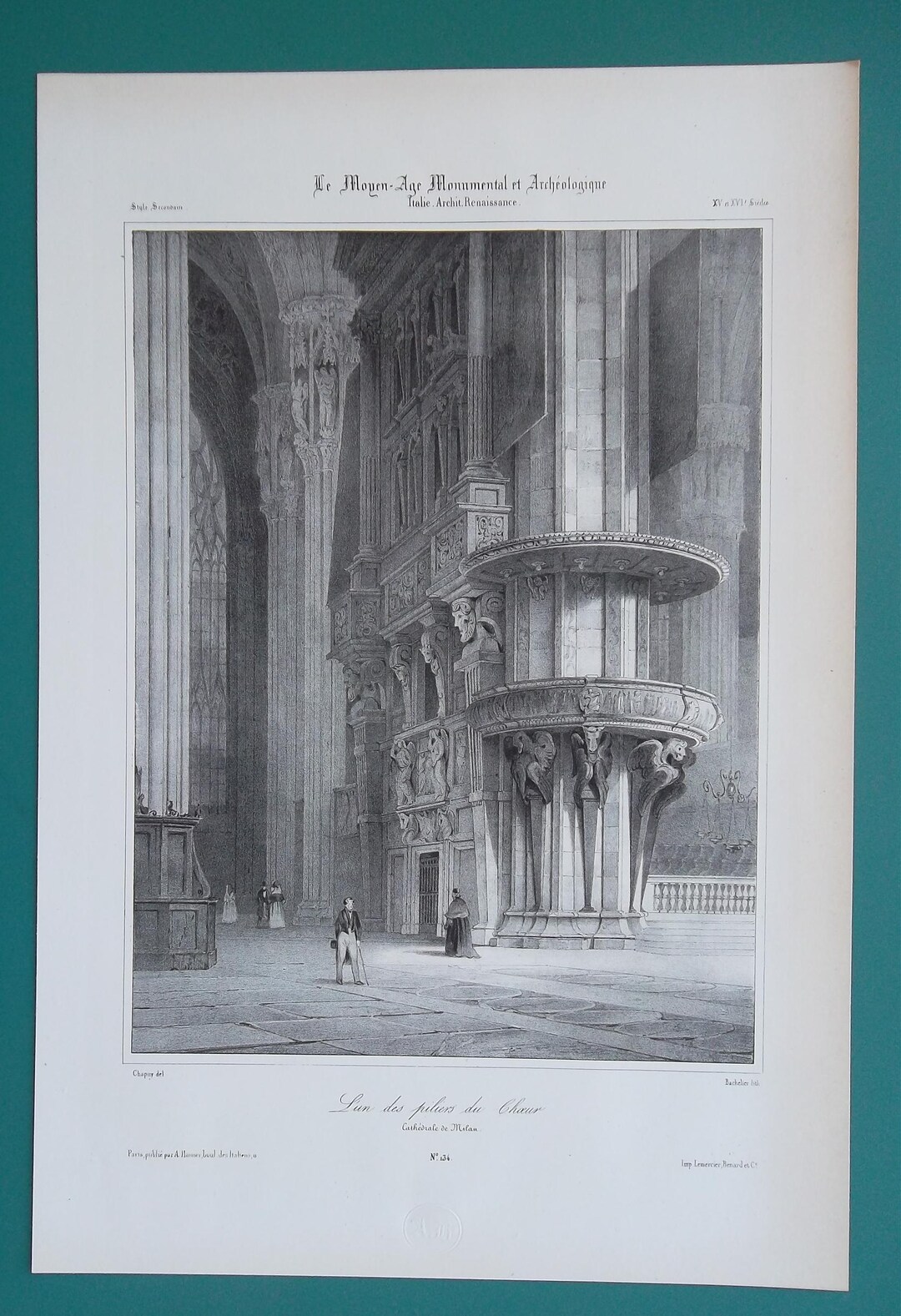 ITALY Interior of Milan Cathedral Architecture - 1840 SUPERB Original ...