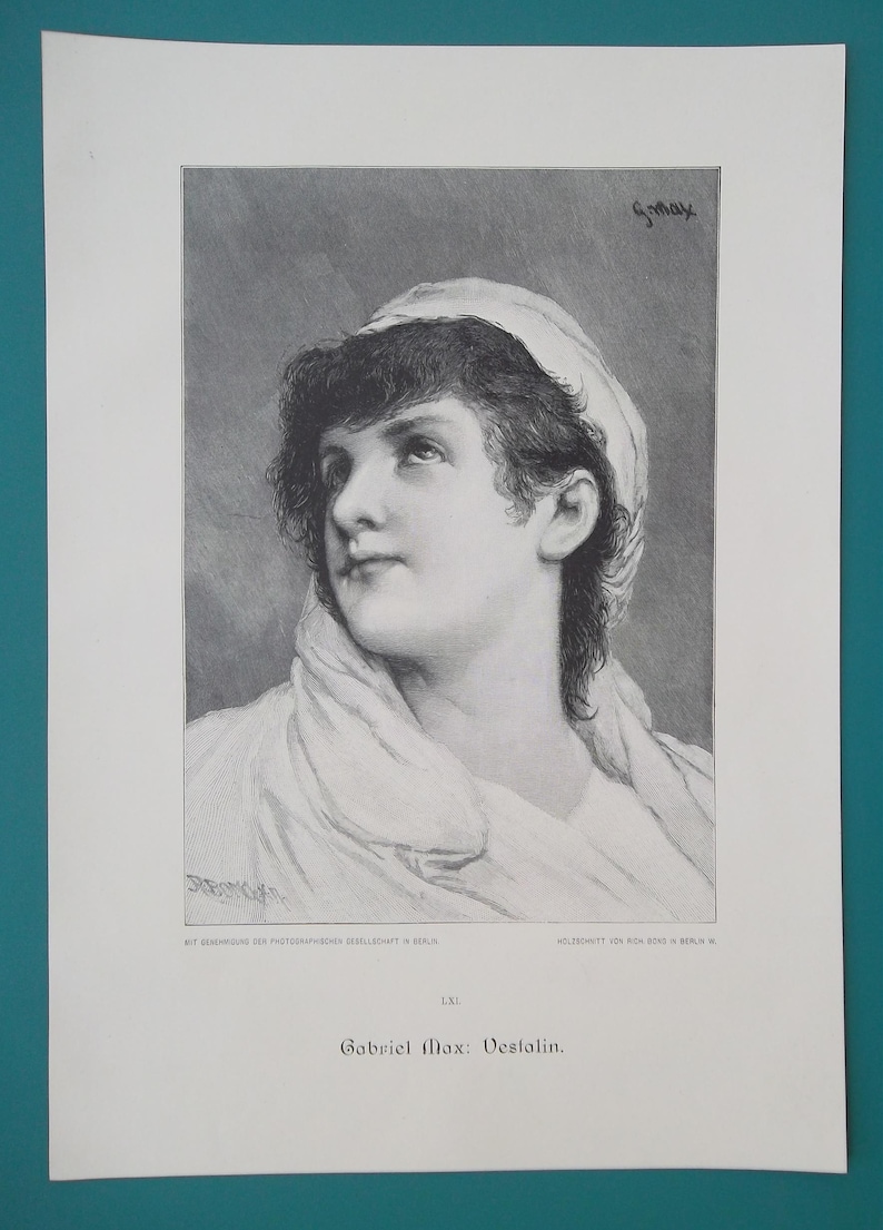 ROMAN VESTAL Portrait of Female Beauty by Gabriel Max - 1889 VICTORIAN ...