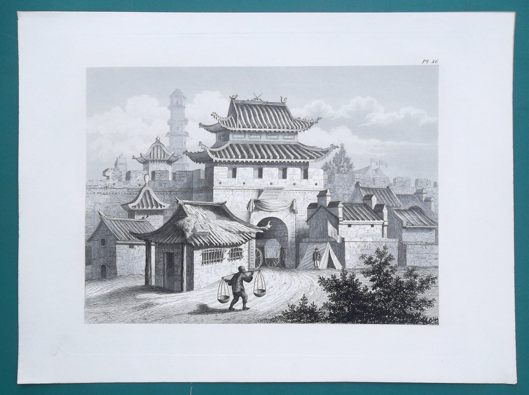 CHINA Gate to City of Ting Hai Harbour of Tchu-san - 1857 SCARCE ...