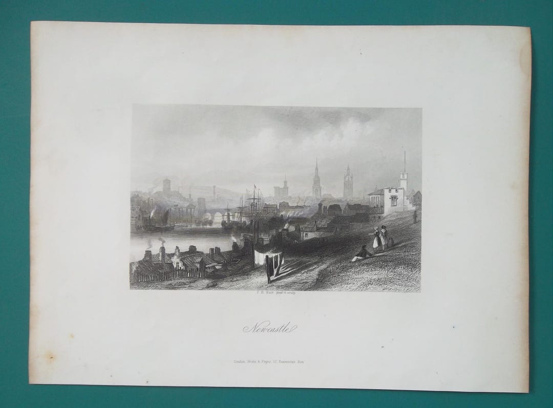 ENGLAND View of Newcastle Upon Tyne - 1860 Antique Print Engraving - Etsy