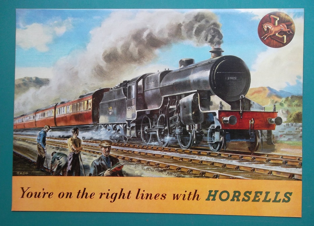 STEAM LOCOMOTIVE Advertisement for F. Horsells Printers Leeds England ...