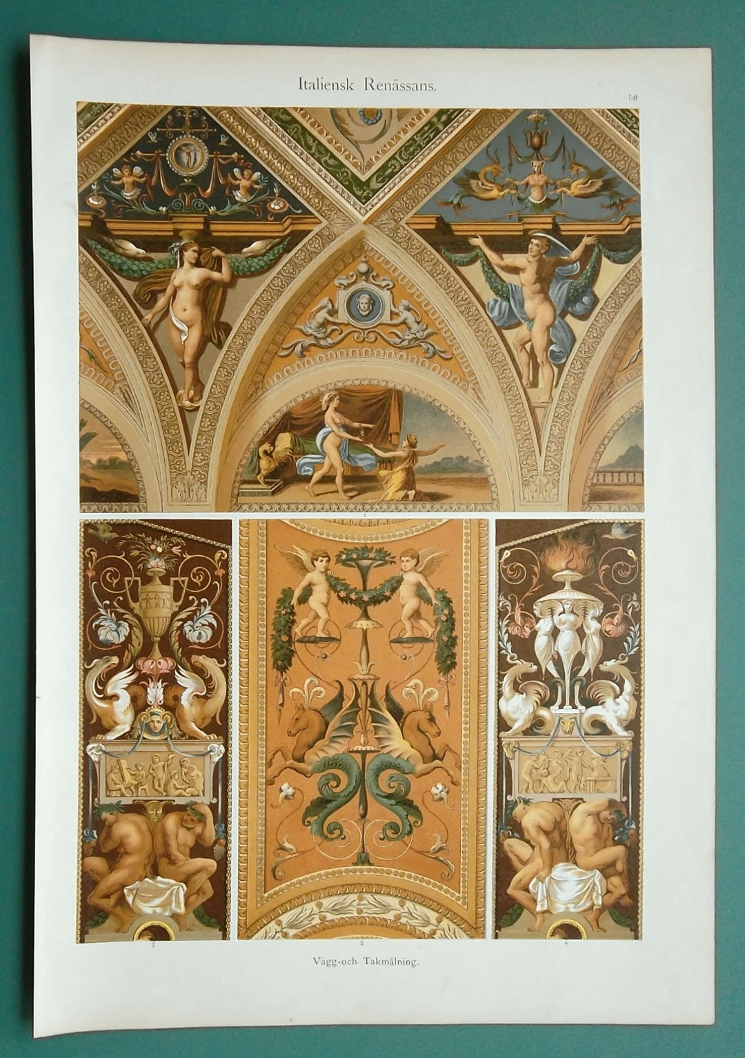 ITALIAN RENAISSANCE Ceiling Pilaster Paintings Palazzo Doria at Genoa ...