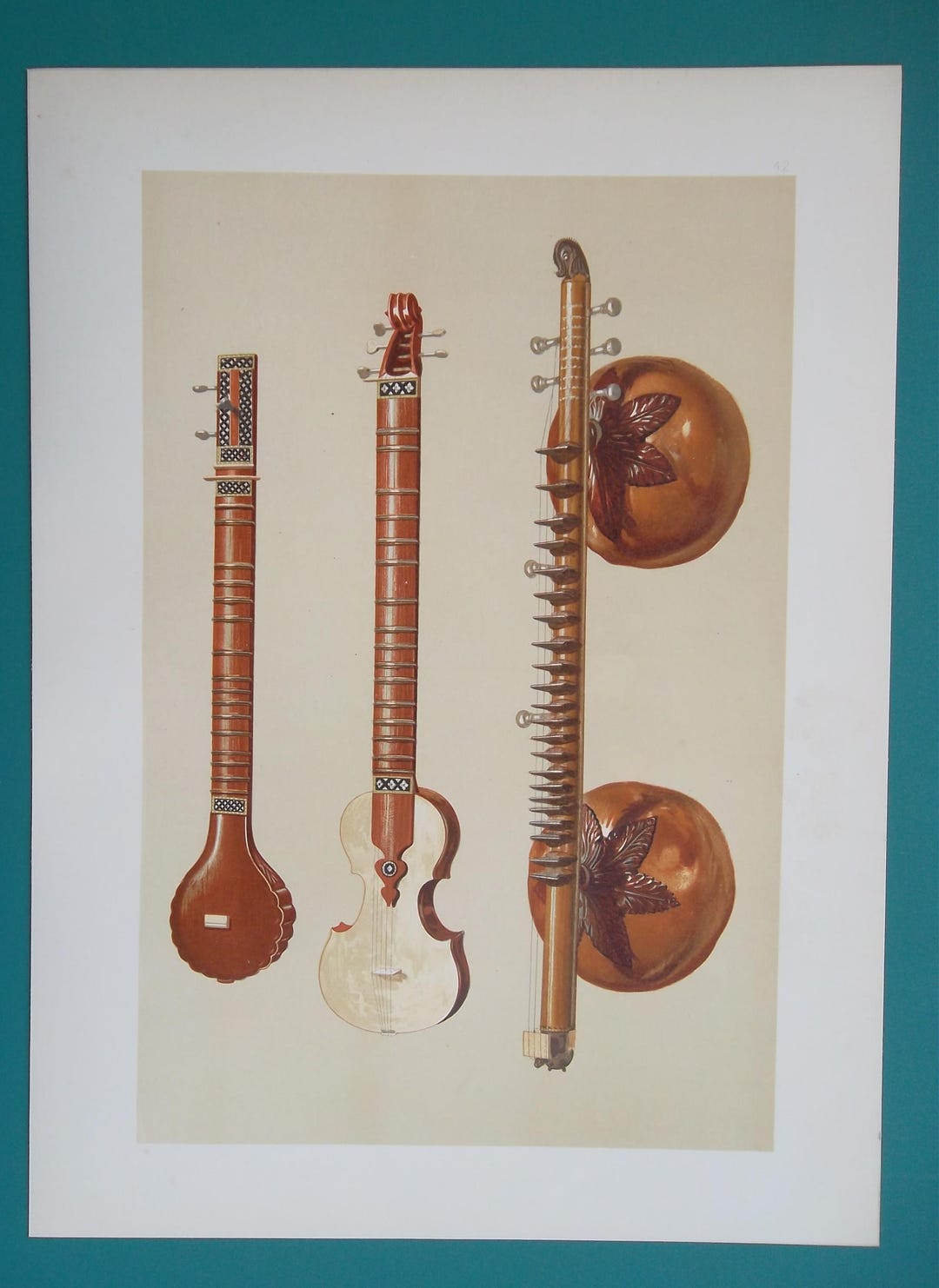 MUSICAL INSTRUMENTS of India Sitar Vina Mahati Tritantri - 1888 COLOR ...