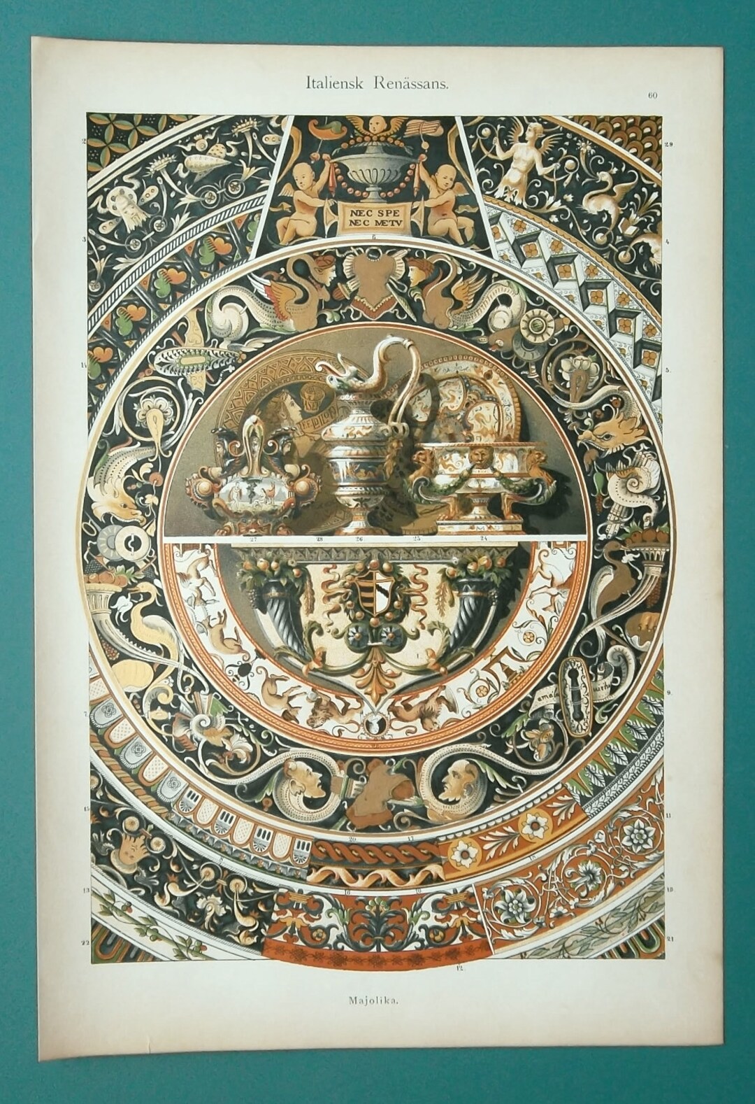 ITALIAN RENAISSANCE Pottery Paintings Vases Fountains Border ...