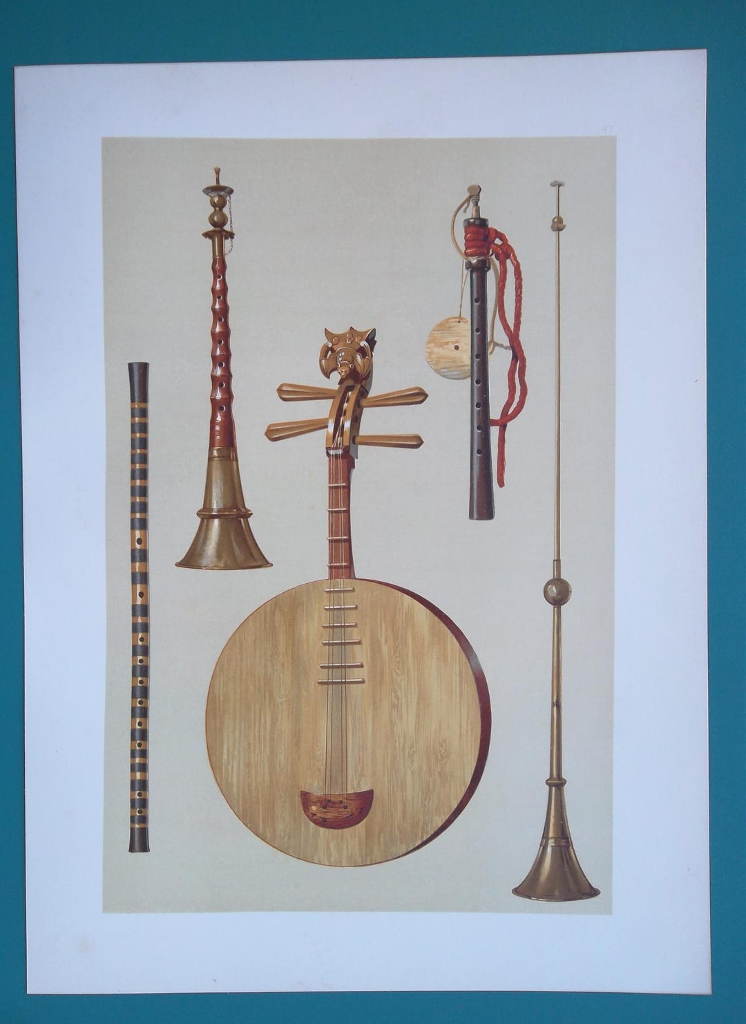 MUSICAL INSTRUMENTS Japan Siamisen Kokiu W/ Bow Lute-like Biwa - 1888 ...