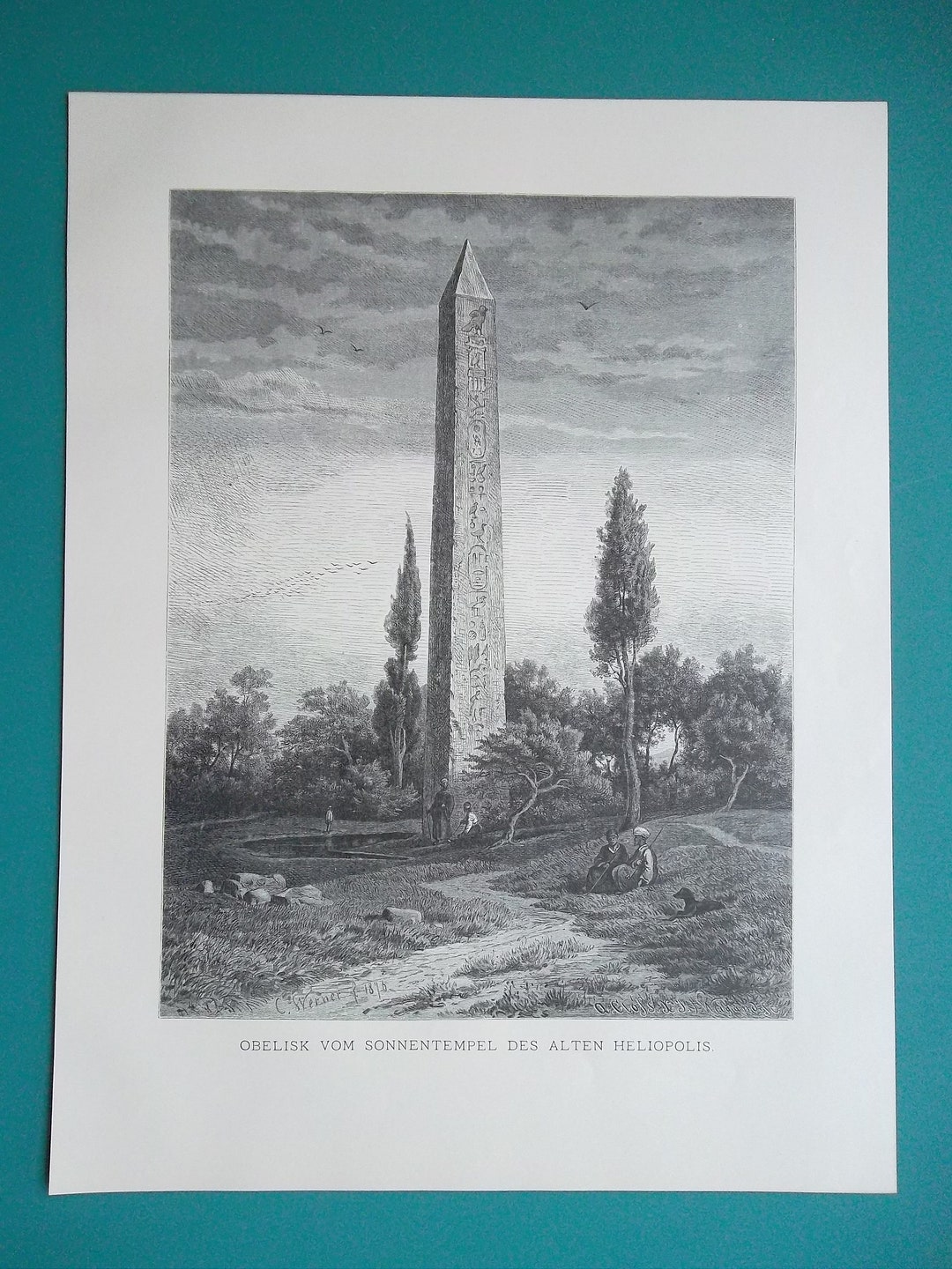 EGYPT Old Heliopolis Obeqlisue of Temple of the Sun 1878 German ...