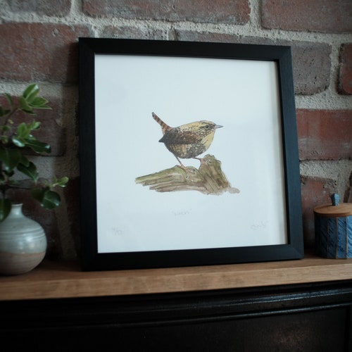 Wren Print Wren Linocut Print Wren Art Print Original - Etsy
