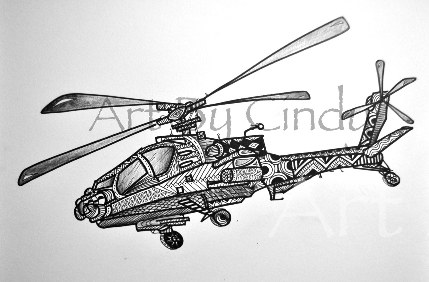 Apache Longbow Helicopter Drawing