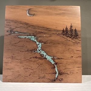 Walnut Art With Turquoise Inlay - Etsy