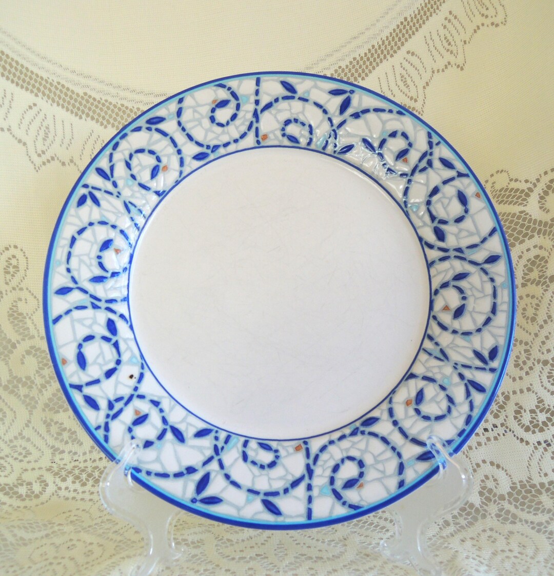 Monaco 11” Plate, Pfaltzgraff, Mosaic Pattern in Grays and Blues ...
