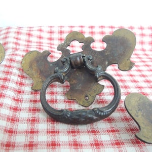 6 Brass Drawer Pulls, Bureau Handles W Backscrews, Chippendale Bat Wing ...