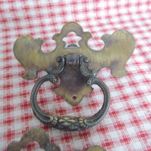 6 Brass Drawer Pulls, Bureau Handles W Backscrews, Chippendale Bat Wing ...