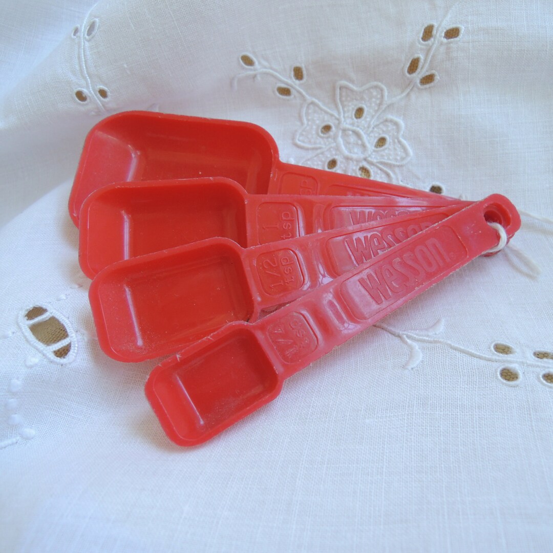 Measuring Spoons Wesson Red Plastic Kitchen Utensil Dated - Etsy