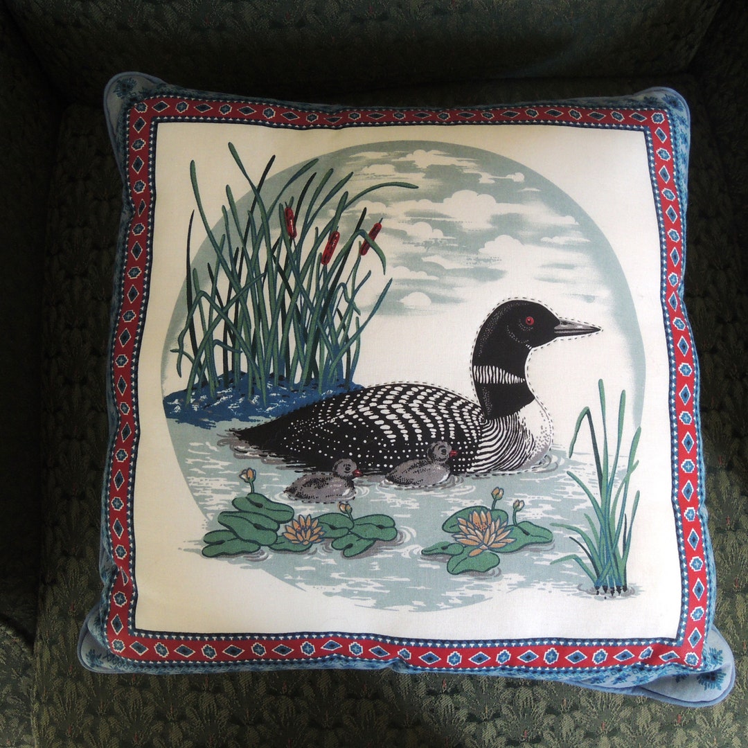 Sofa Pillow, Loon, Lake Bird, Lake to Ocean Bird, Square Pillow ...