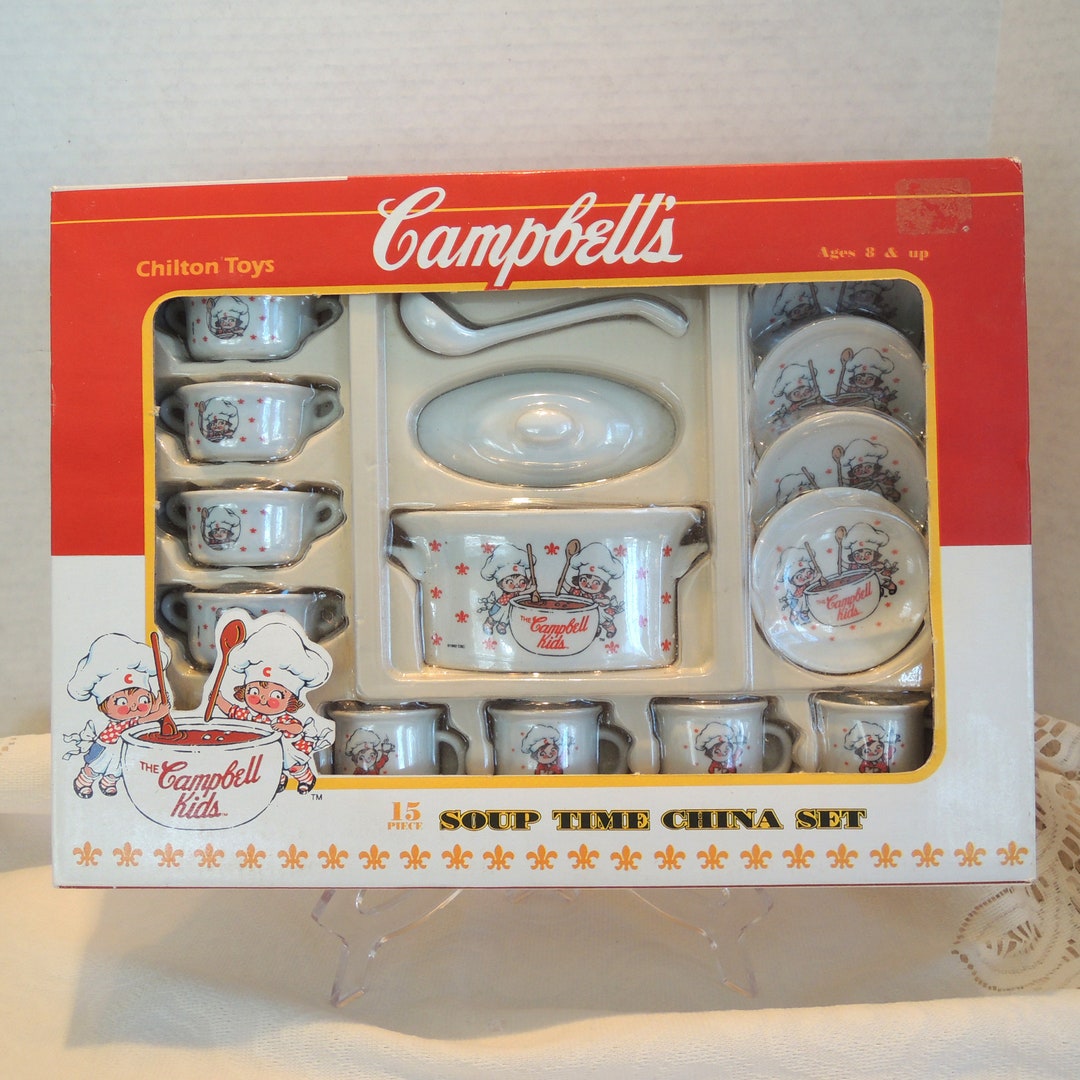 Childs Campbell Kids NOS 15 Pc Serving Set, Campbell Soup, Toy Cook Set ...