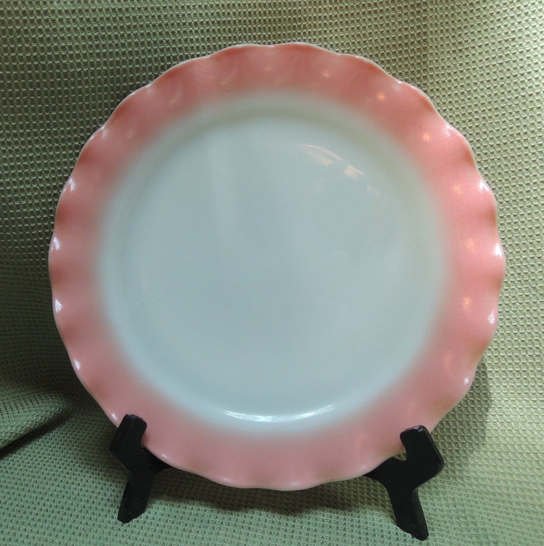 Hazel Atlas Ripple Plate, Luncheon Plate, Pink N White Crinoline ...