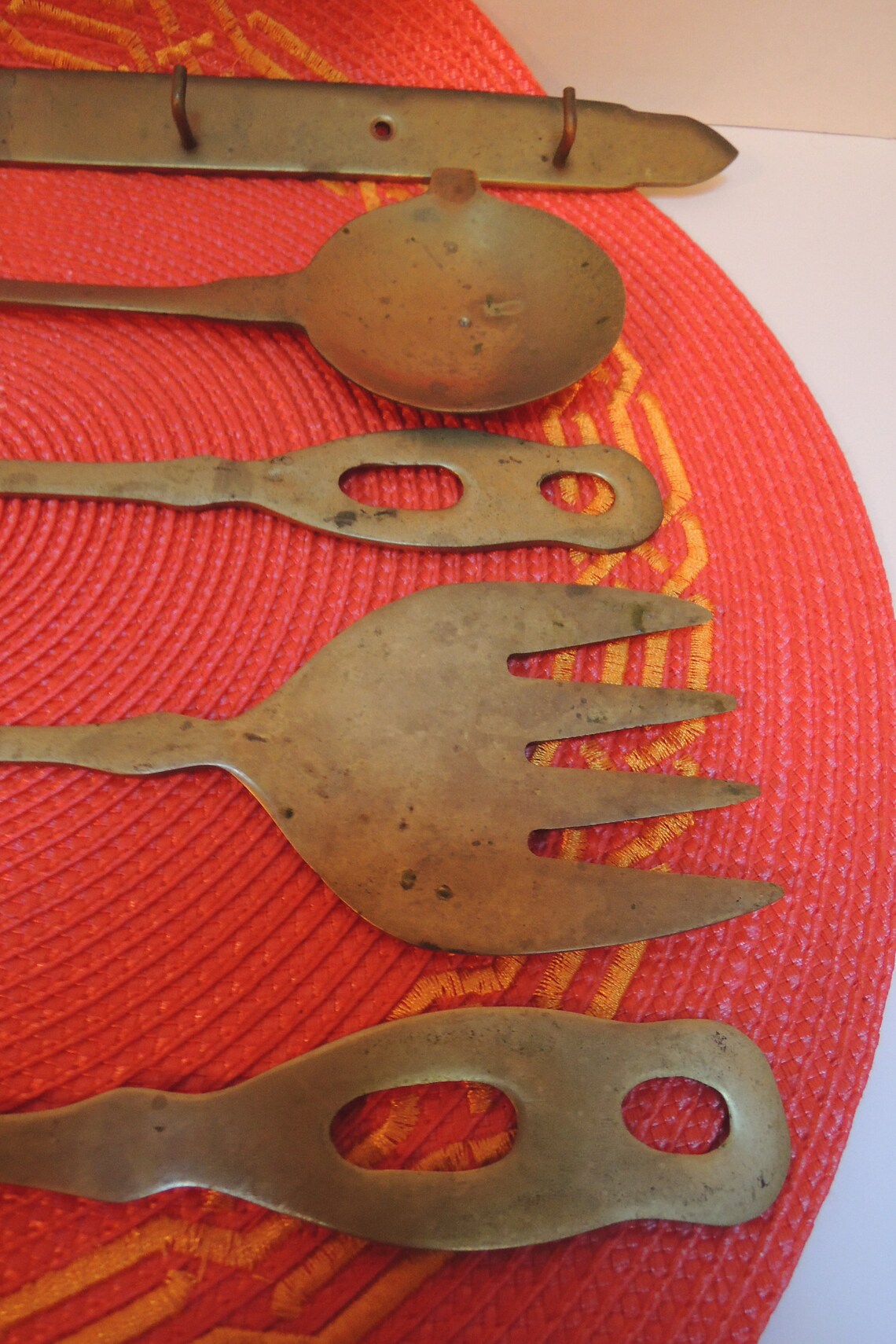 Brass Cooking Utensils Hanging bar w hardware Kitchen décor | Etsy