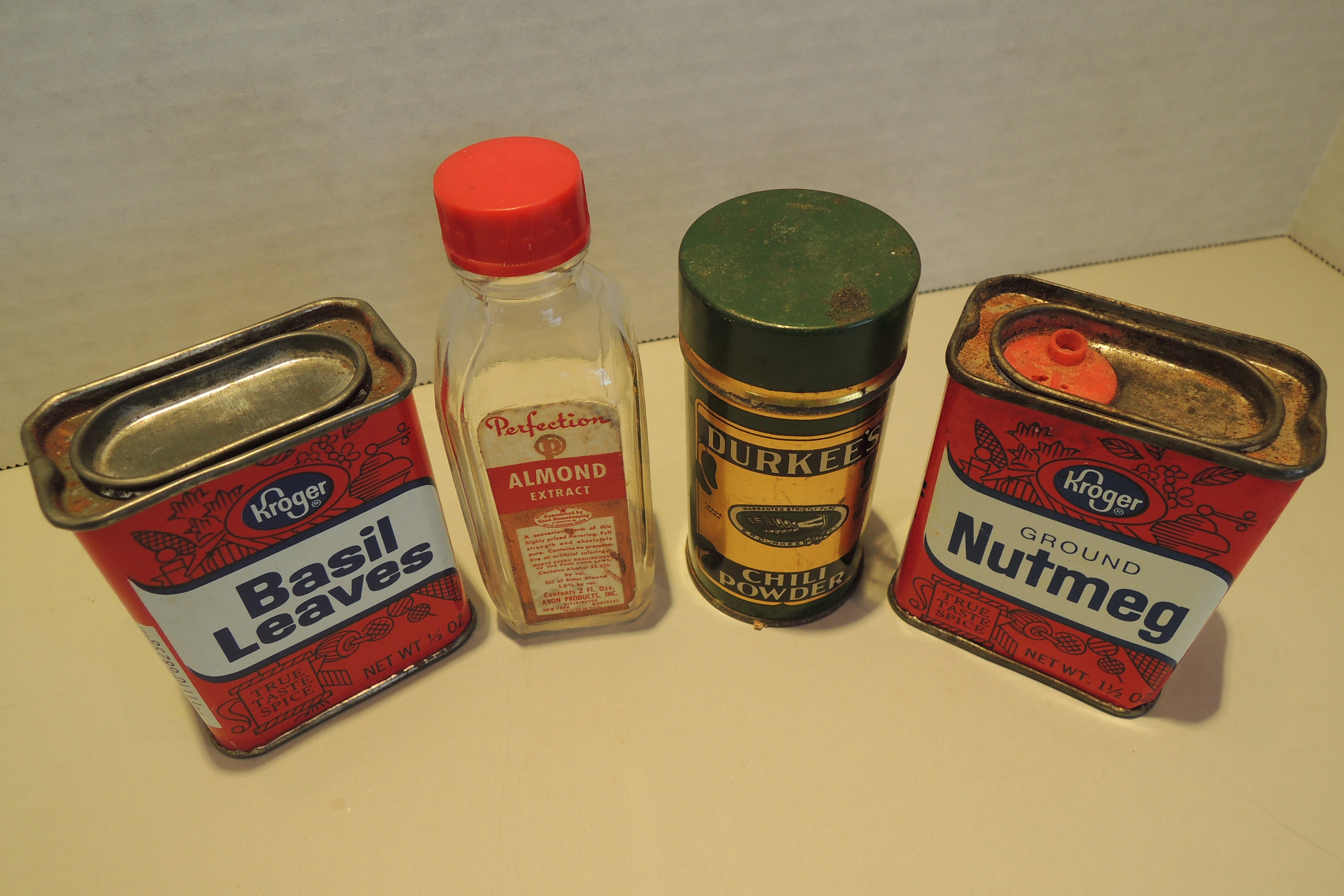 Kroger Basil N Nutmeg Tins Almond Extract Bottle Durkees - Etsy
