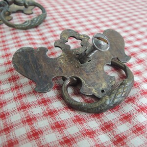 6 Brass Drawer Pulls, Bureau Handles W Backscrews, Chippendale Bat Wing ...