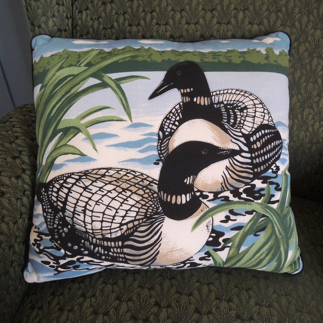 Sofa Pillow, Loon, Lake Bird, Lake to Ocean Bird, Square Pillow ...