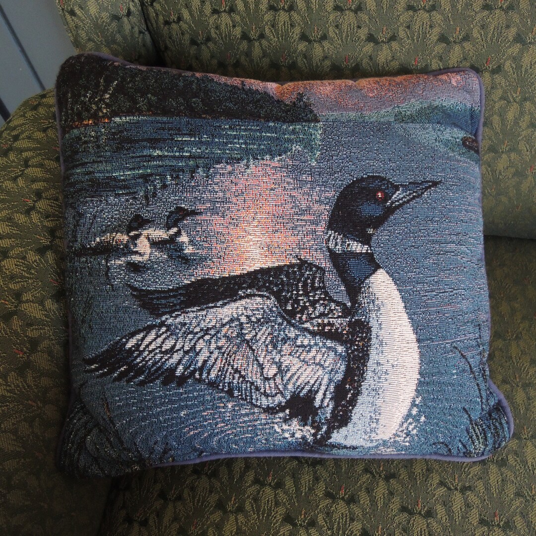 Sofa Pillow, Loon, Lake Bird, Lake to Ocean Bird, Square Pillow, Chair ...