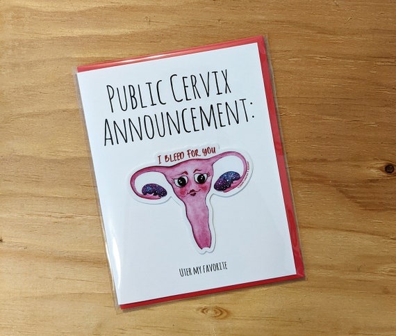 Public Cervix Announcement Art Note Card and Vinyl Sticker | Etsy