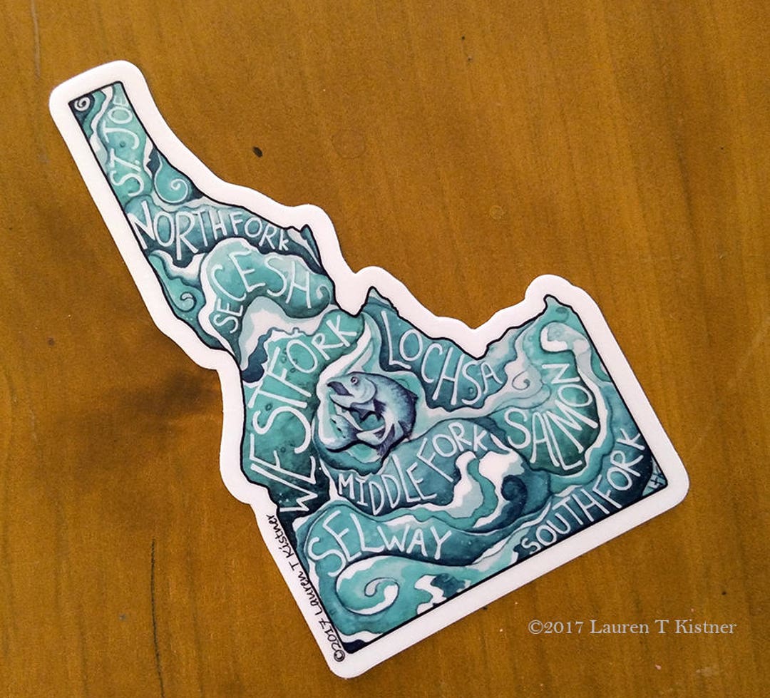 3" Idaho Rivers Vinyl Art Sticker, Rivers Decal, Idaho Sticker, Idaho ...