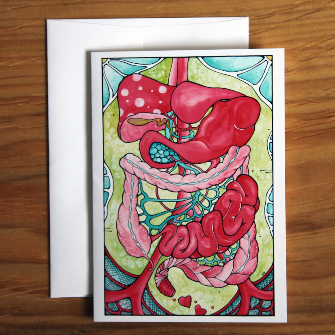 Love Your Guts - Art Note Card - Art Greeting Card - Anatomy - Insides ...