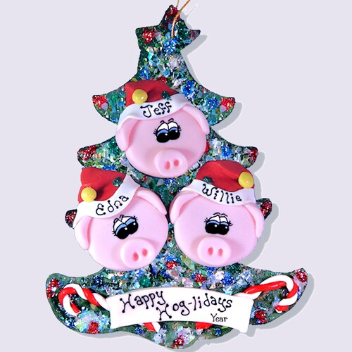 Pig Ornament Personalized Family Tree for 5 Pig Gifts - Etsy