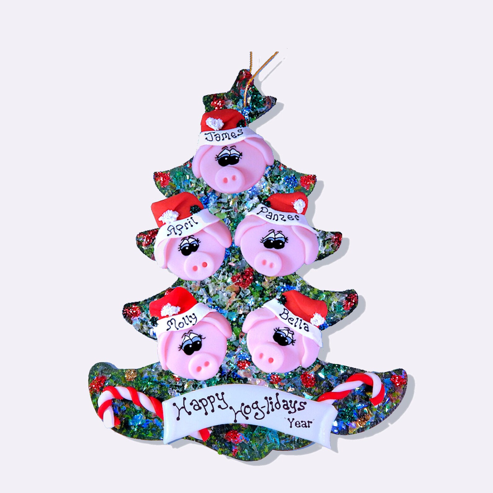 Pig Ornament Personalized Family Tree for 5 Pig Gifts - Etsy