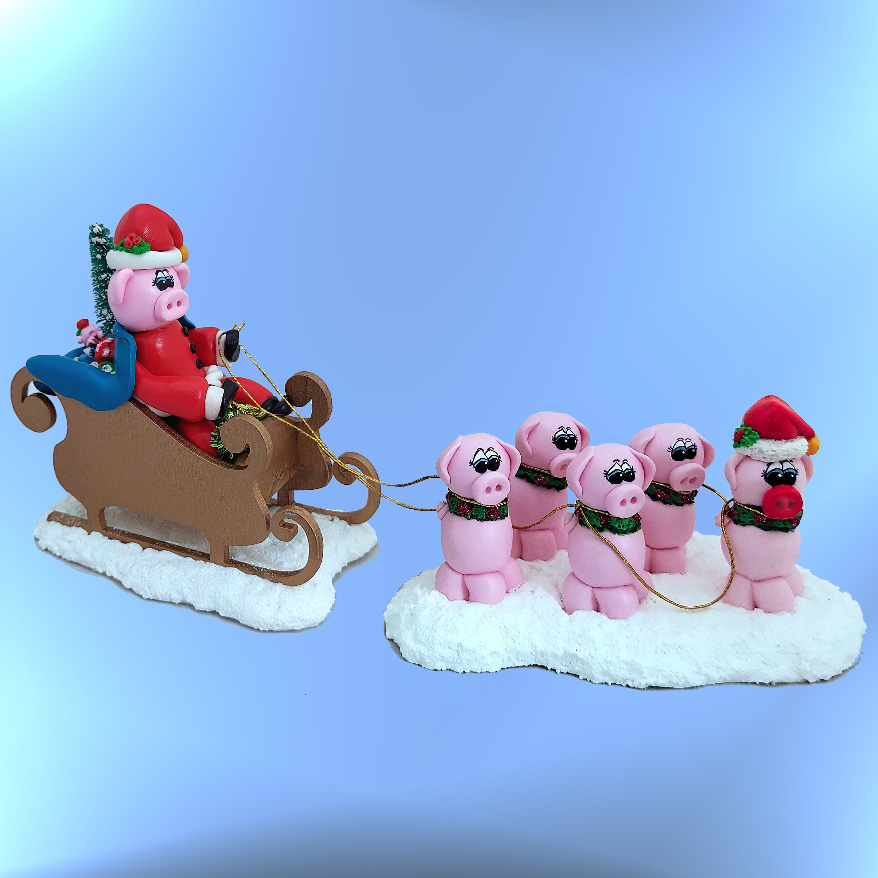 Pig Santa Sleigh Unique Christmas Gift Pig Gifts. - Etsy