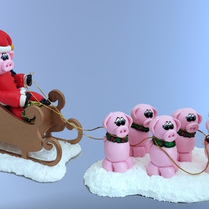 Pig Santa Sleigh Unique Christmas Gift Pig Gifts. - Etsy